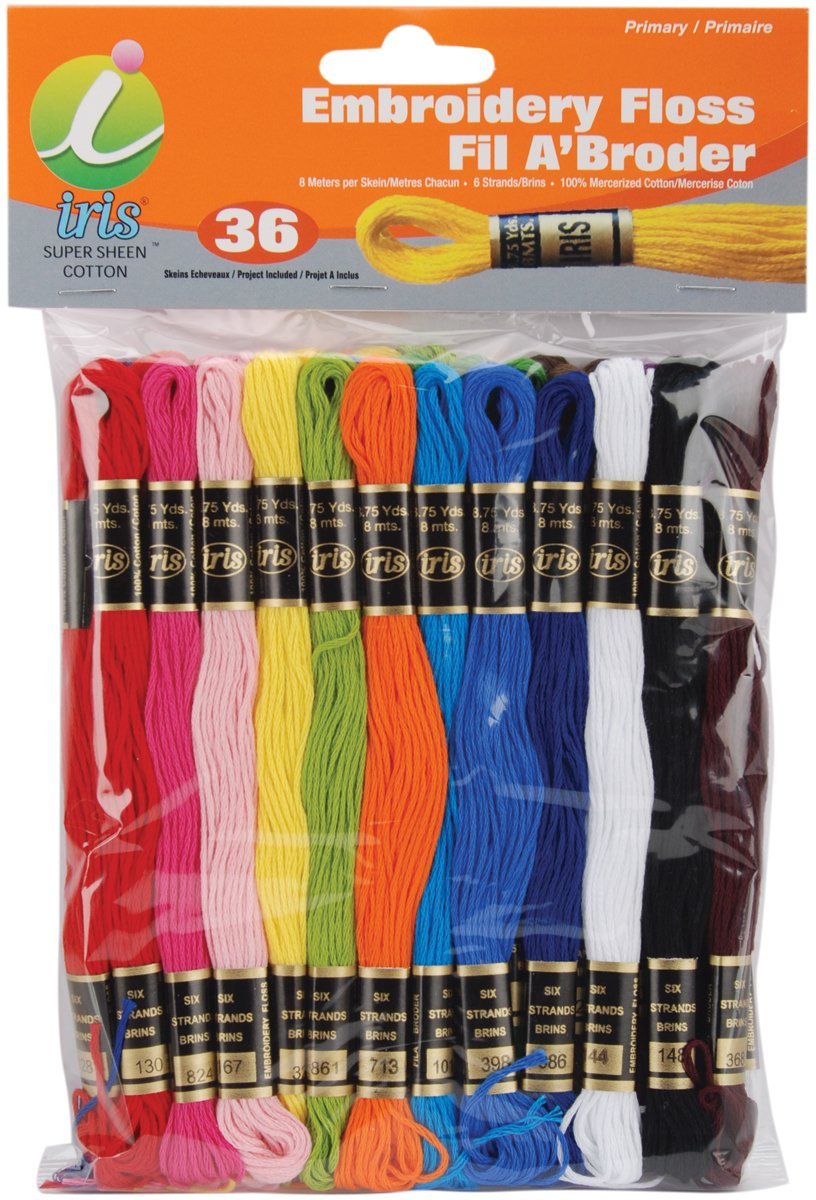 IRIS Primary 6-Strand Embroidery Skeins, 100 Percent Cotton, Multi ...
