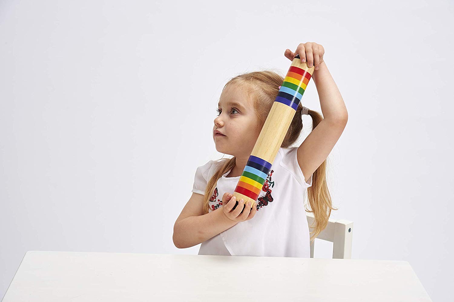 TickiT 85115 Wooden Rainmaker, Natural Wood with Rainbow Strips ...
