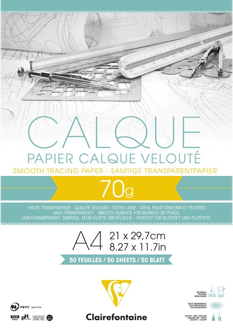 Clairefontaine Tracing Paper Pad, 70/75g, A3, 50 sheets – TopToy