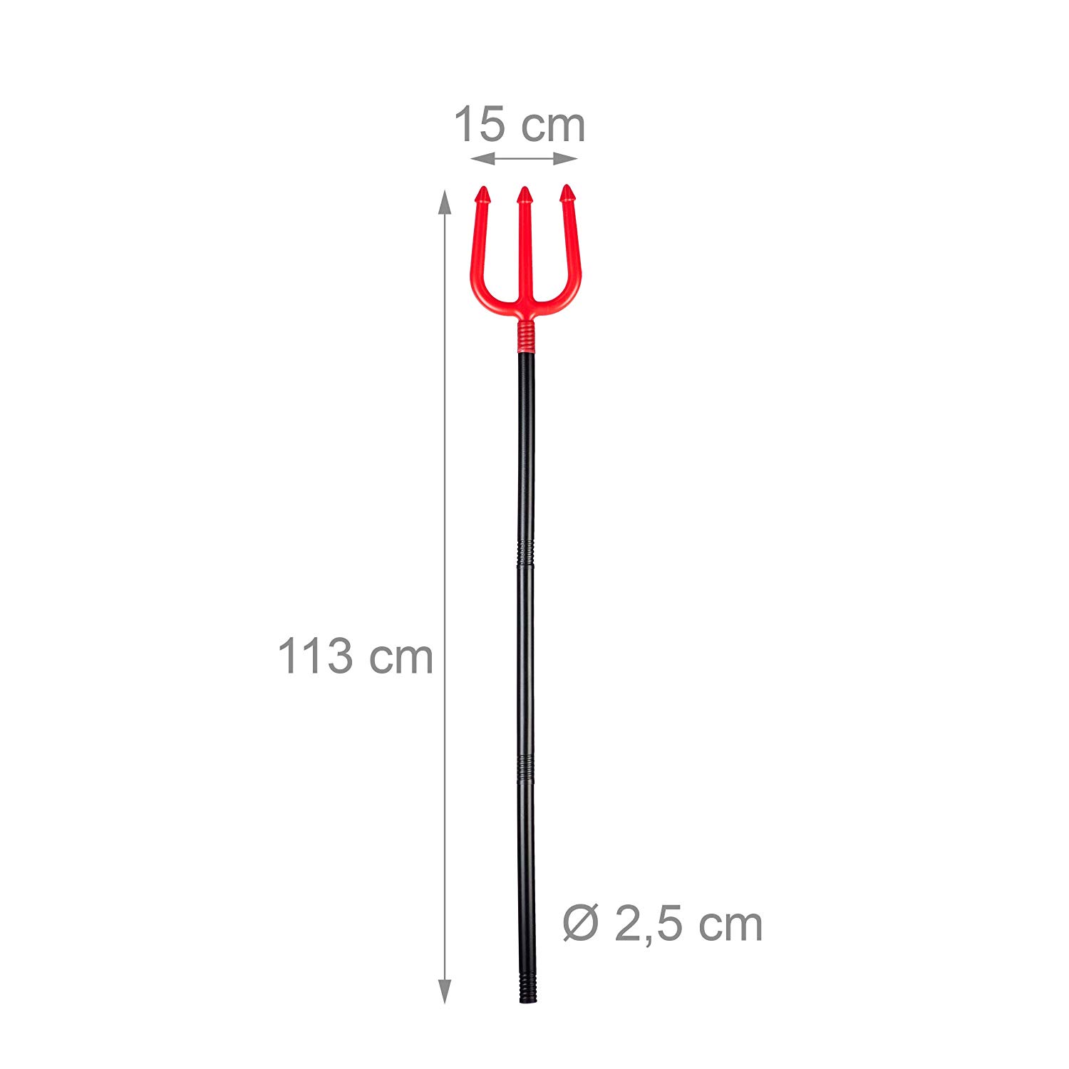 Relaxdays Red-Black Devil’s Pitch Fork 113 cm, Interlocking, Halloween ...