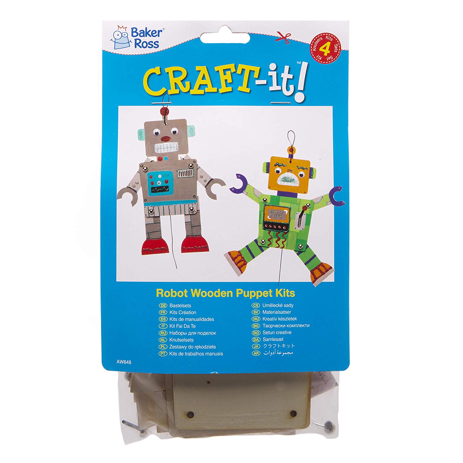Robot Wooden Puppets (Pack of 4) – TopToy