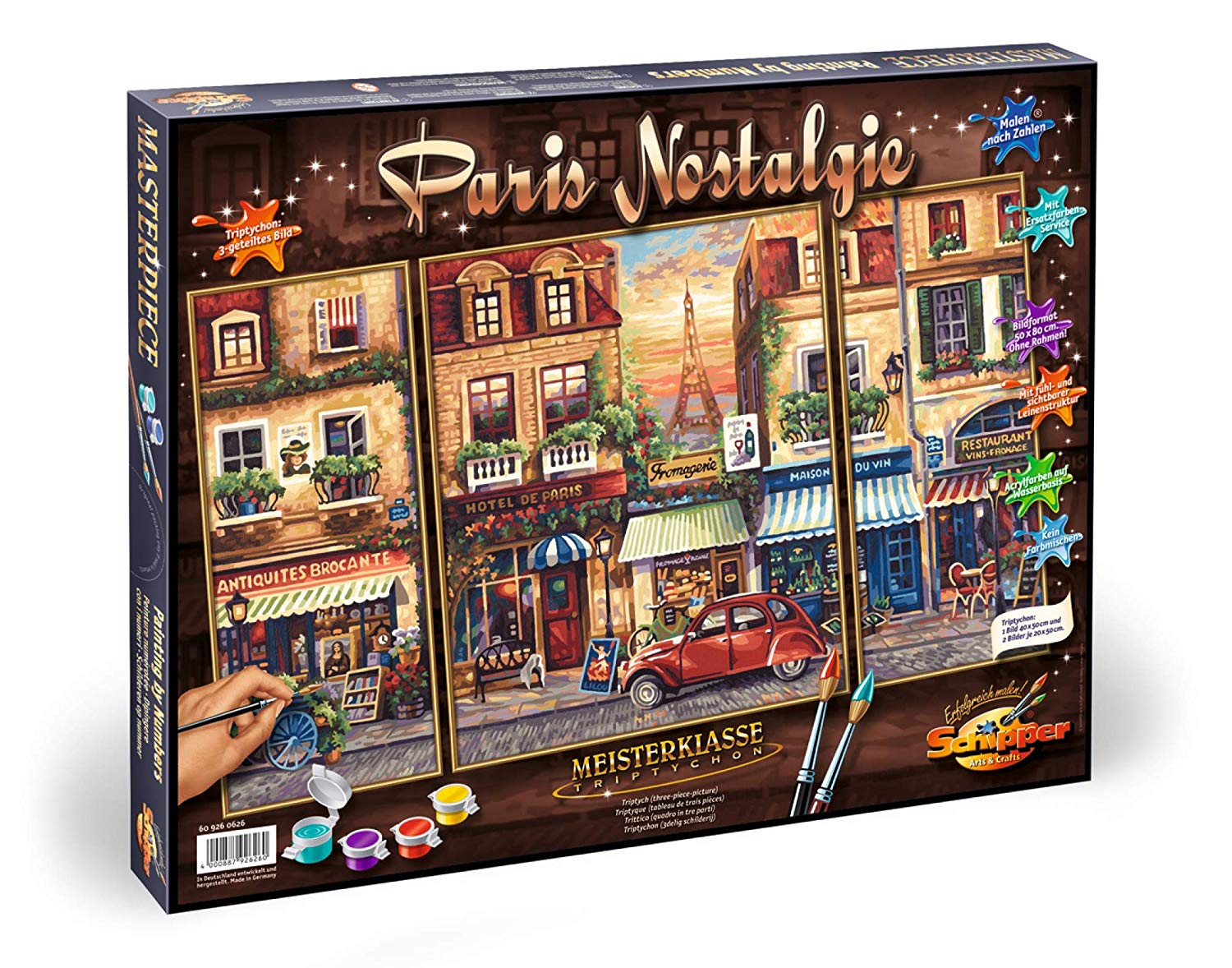 Schipper 609260626 “Paris Nostalgiey Triptychon Paint By Numbers Board ...