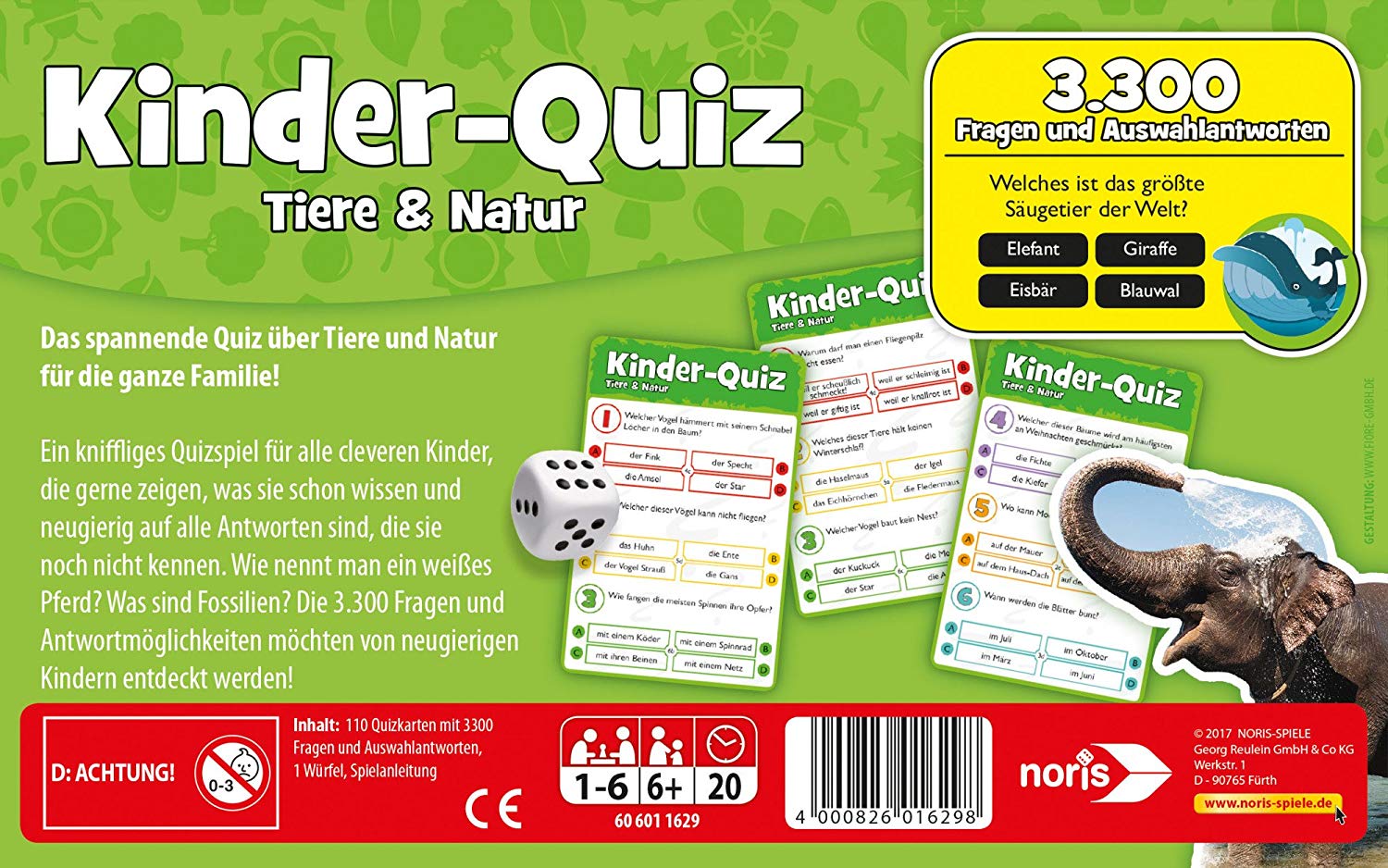 Noris 606011629 Children’s Quiz Animals and Nature, Family Fun for Home ...