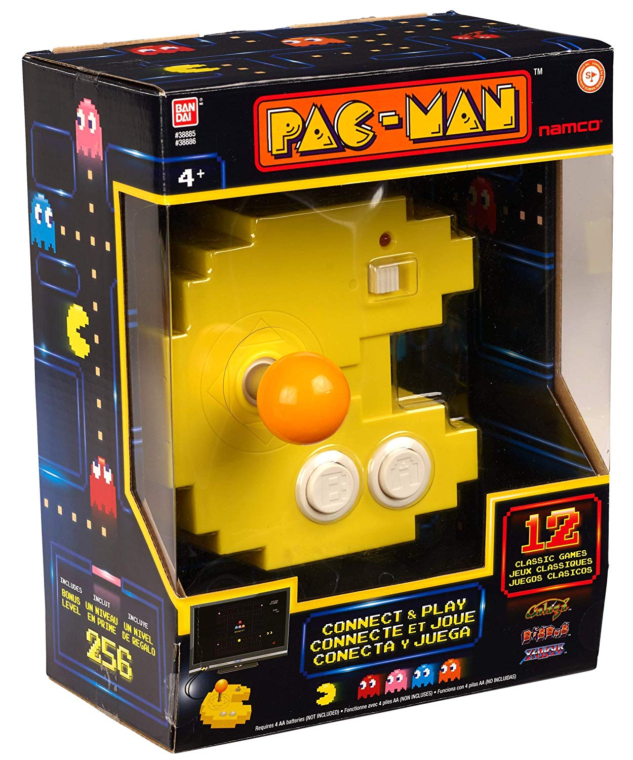 Pac-Man 38885E Bandai Connect & Play Console-12 Built in Retro Arcade ...
