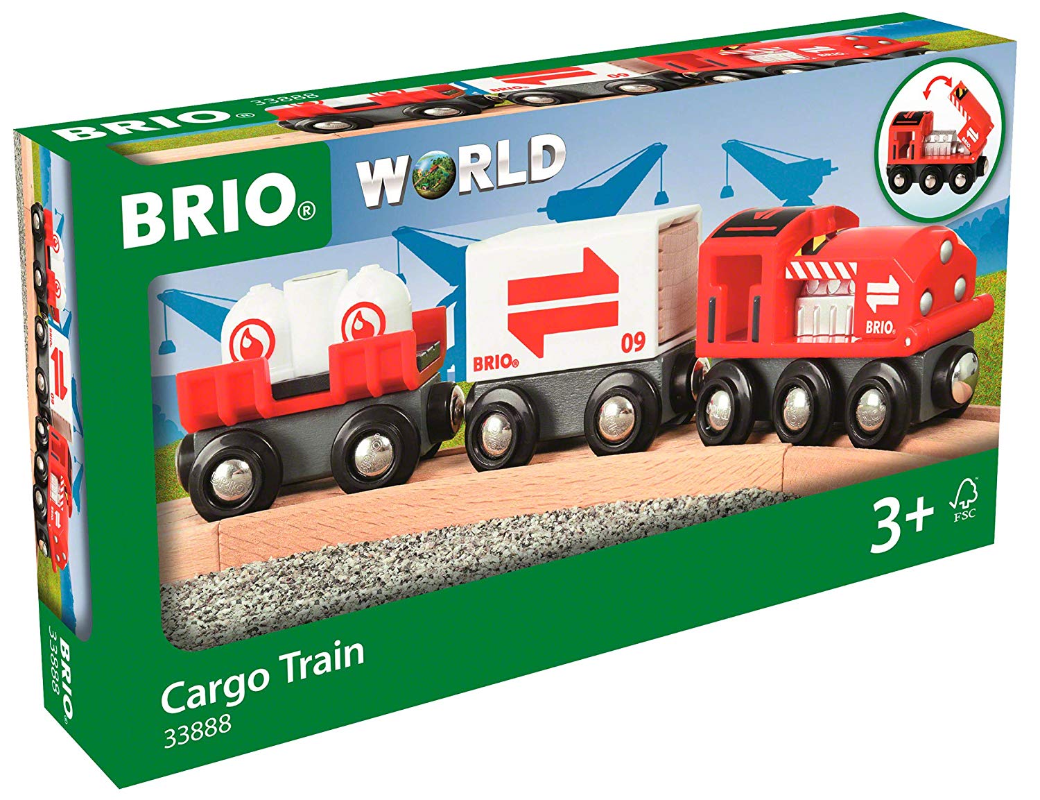 BRIO World – Red & White Wooden Cargo Train for Kids Age 3 Years Up ...