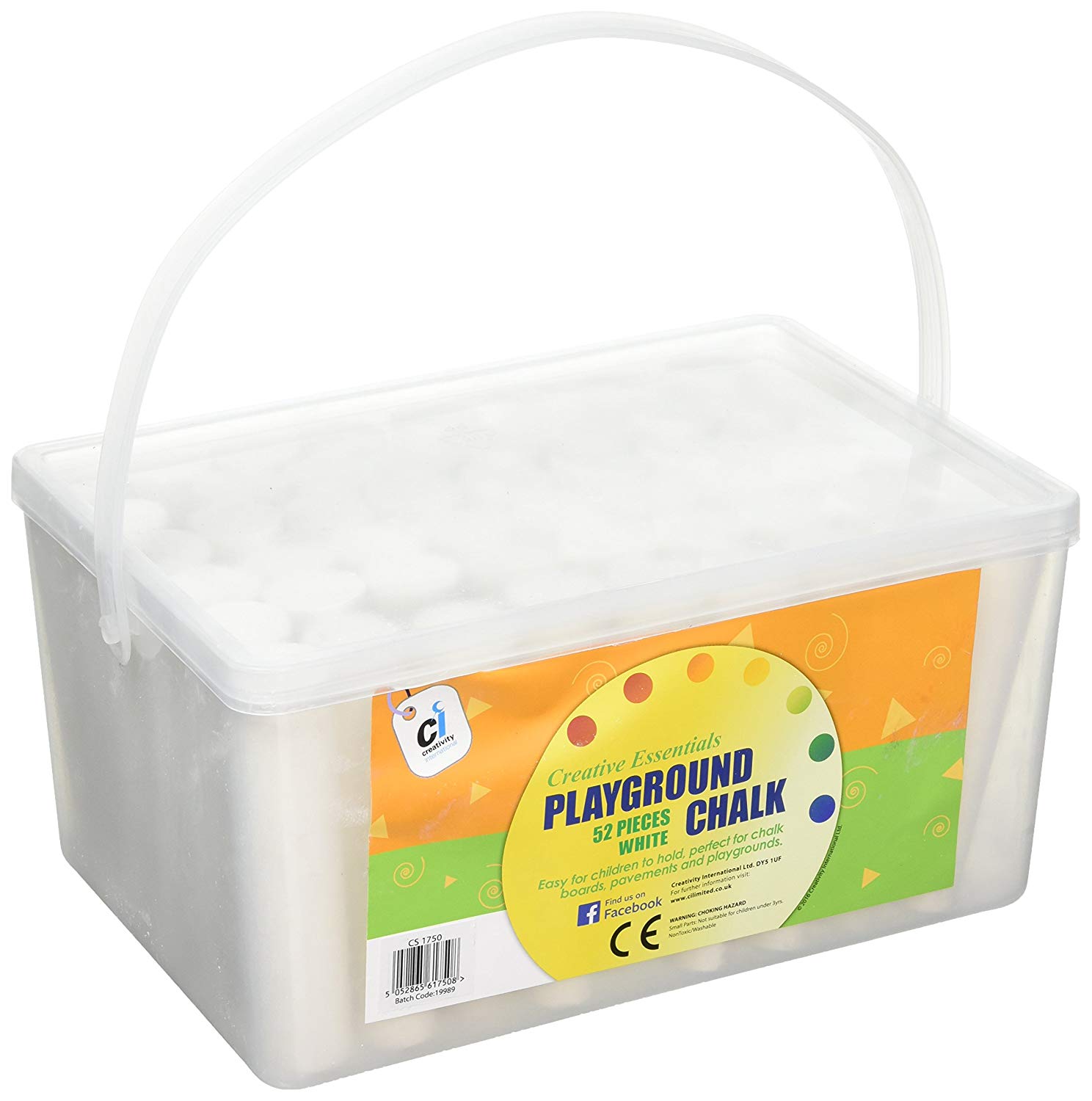 CI CS 1750 White Jumbo Playground Chalk in A Plastic Container with ...