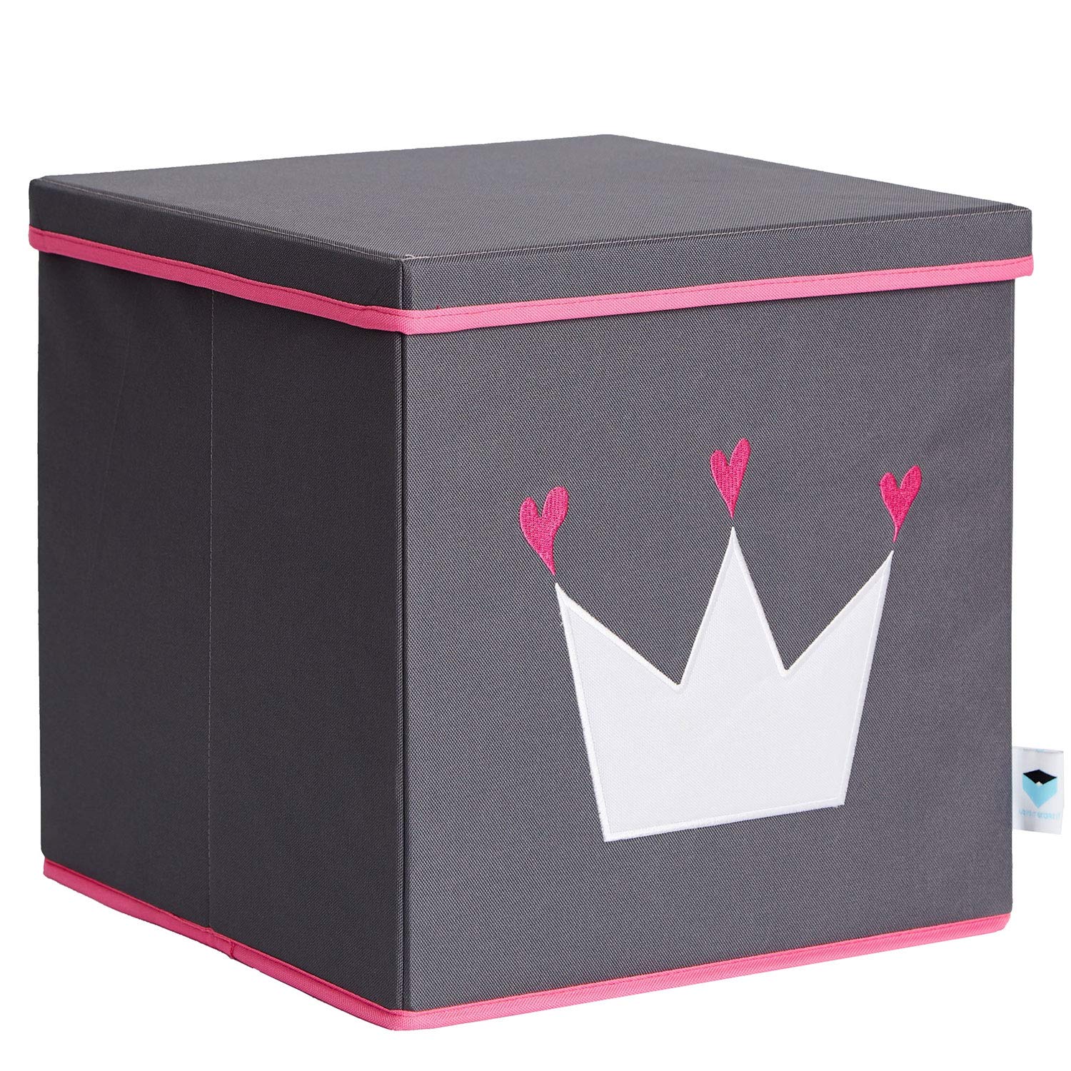 Store. It 672289 Storage Box with Lid, Grey with White Crown MDF ...
