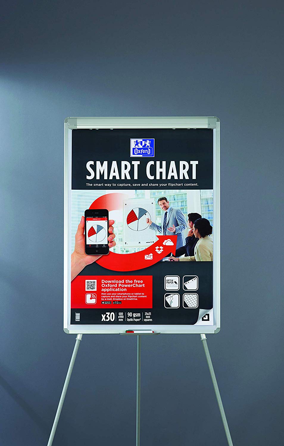 Oxford Smart Flipchart frame ruled, square 25mm, Pack of 3 – TopToy