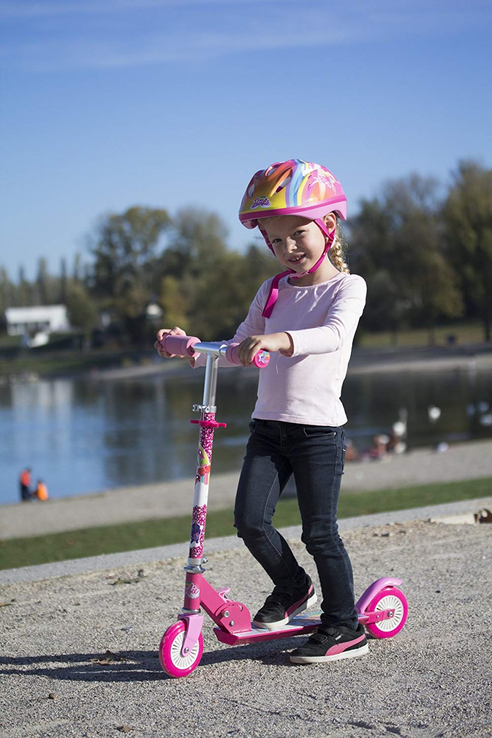 Barbie Dreamtopia Kid’s Two Wheel Inline Foldable Scooter with ...