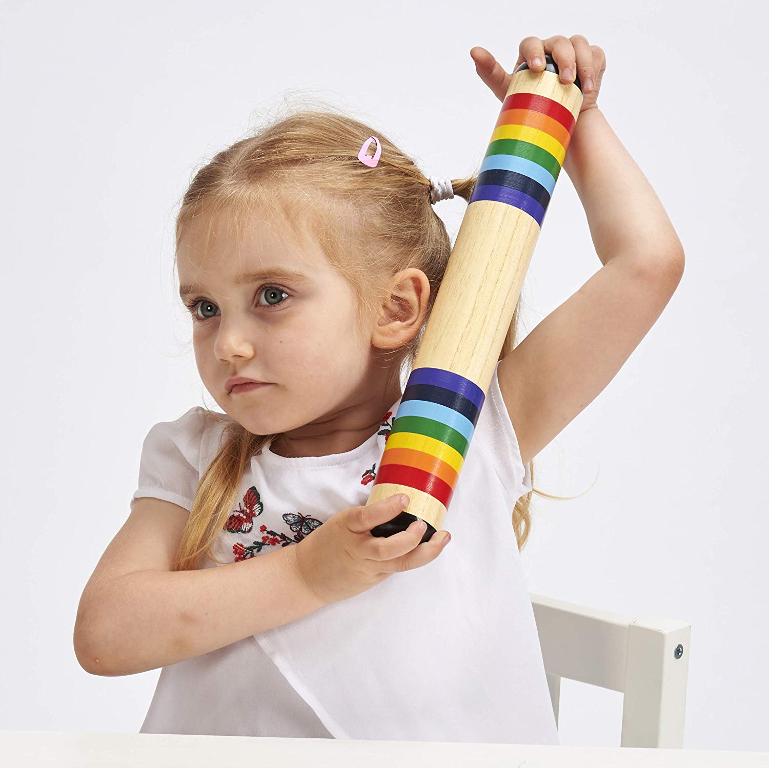 TickiT 85115 Wooden Rainmaker, Natural Wood with Rainbow Strips ...