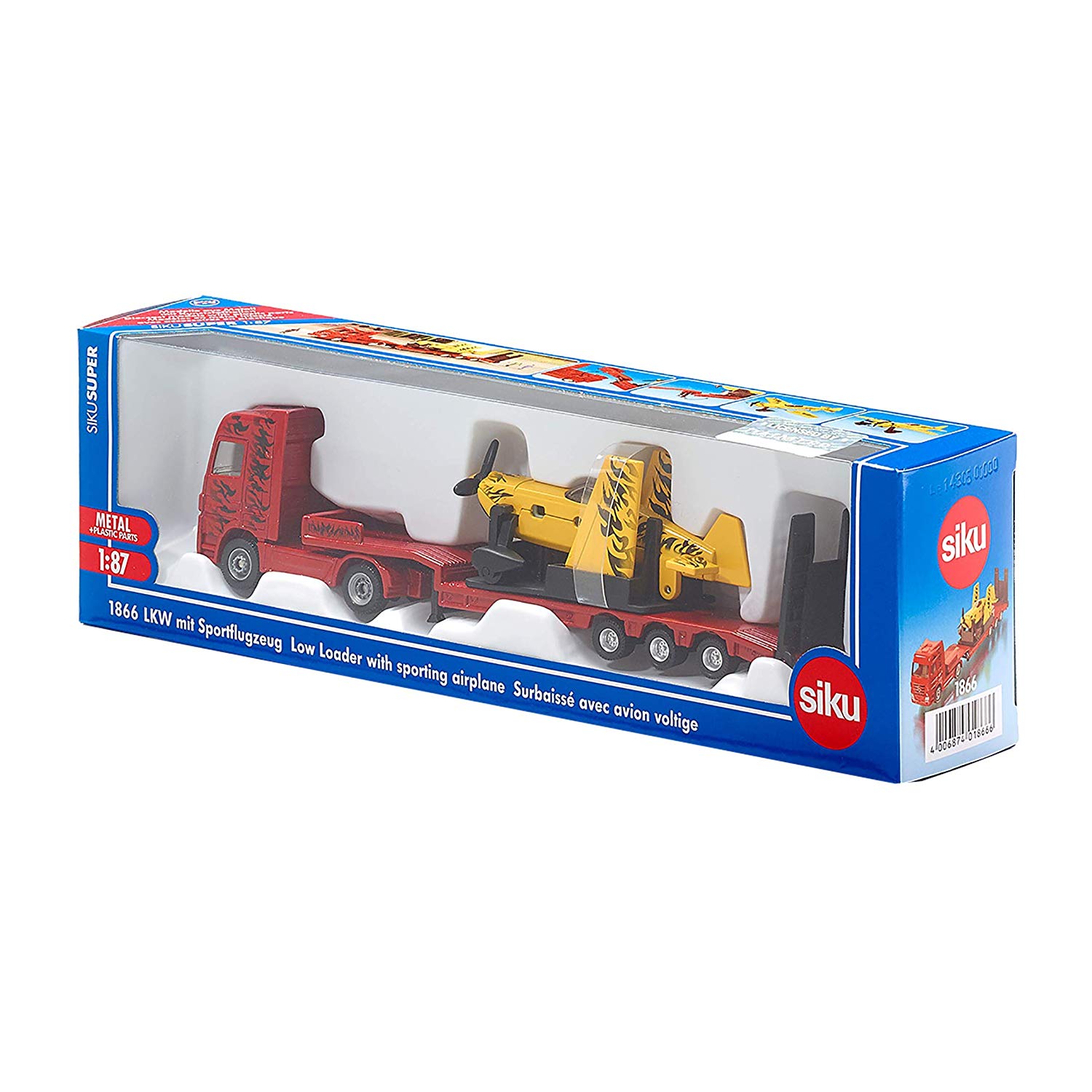 SIKU 1866 Super Mercedes-Benz Lorry with Sport Airplane, Red/Yellow ...