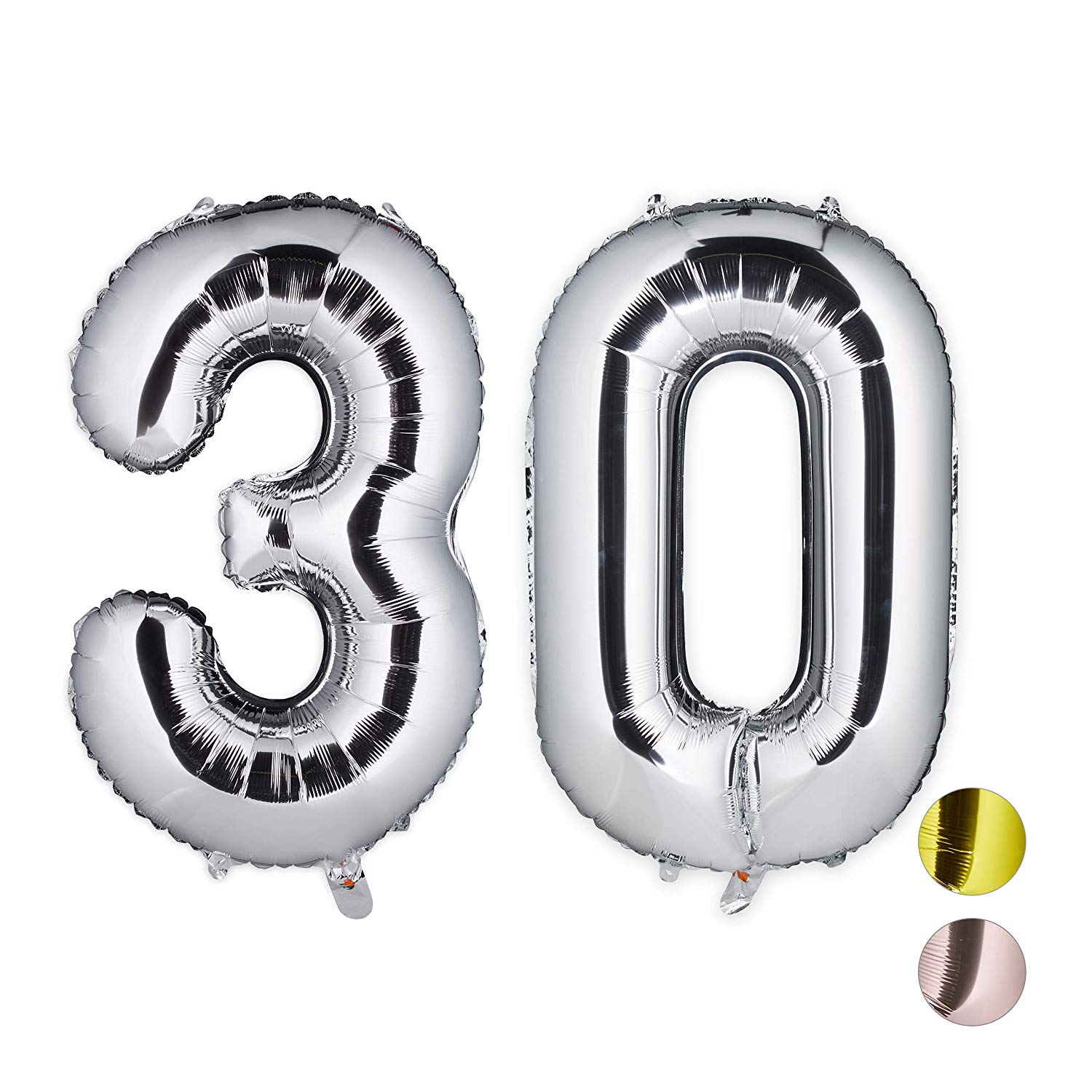 Relaxdays Foil Balloons Number 30, Jumbo Balloon, 30th Birthday ...