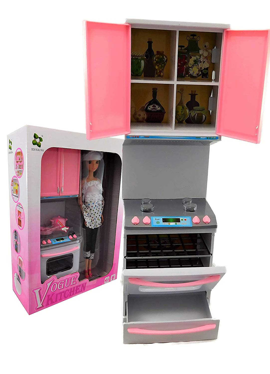 Allkindathings girls Toy Doll Kitchen Playset with 12-Inch Doll and ...