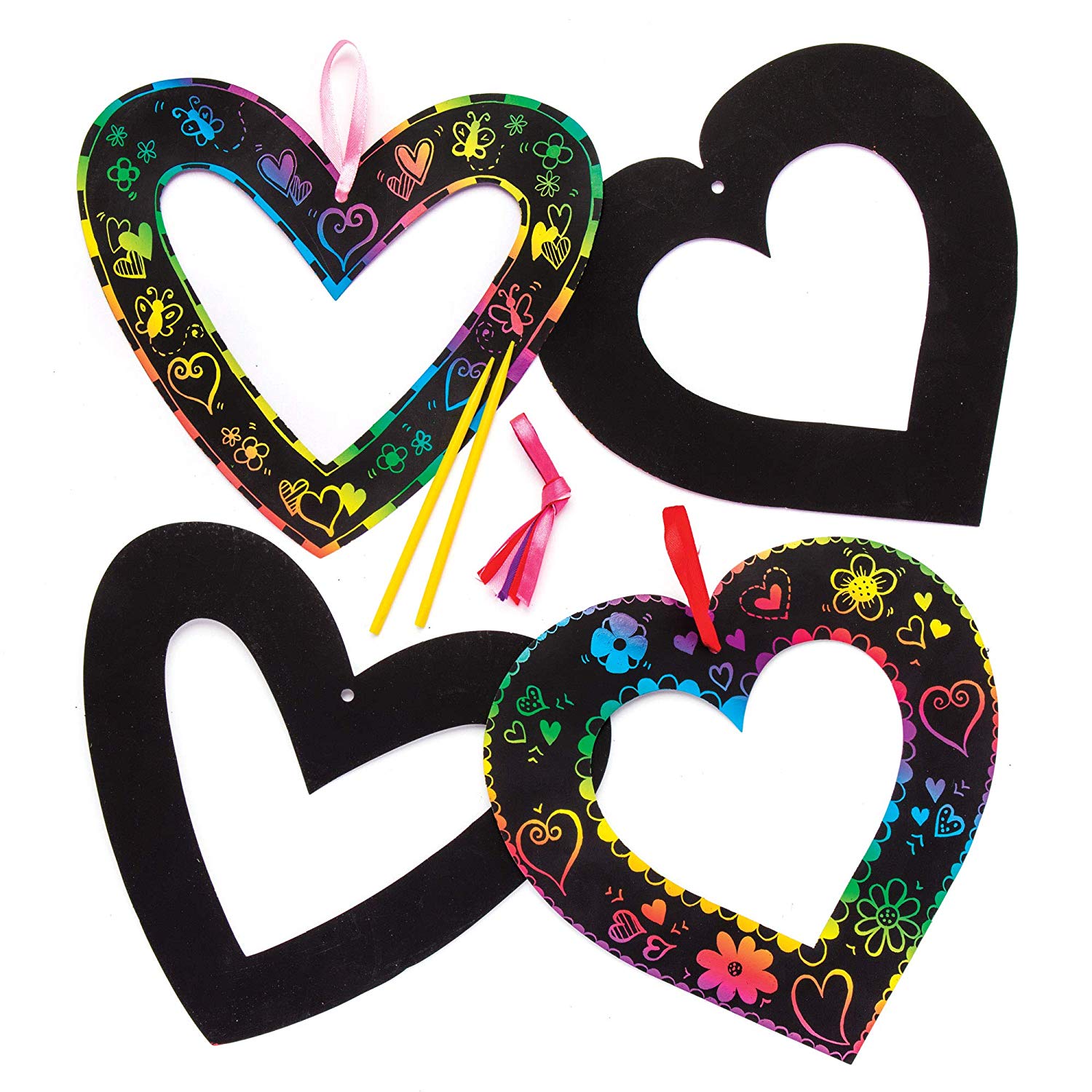 Baker Ross Heart Scratch Art Wreaths (Pack of 8) For Kids to Make and ...