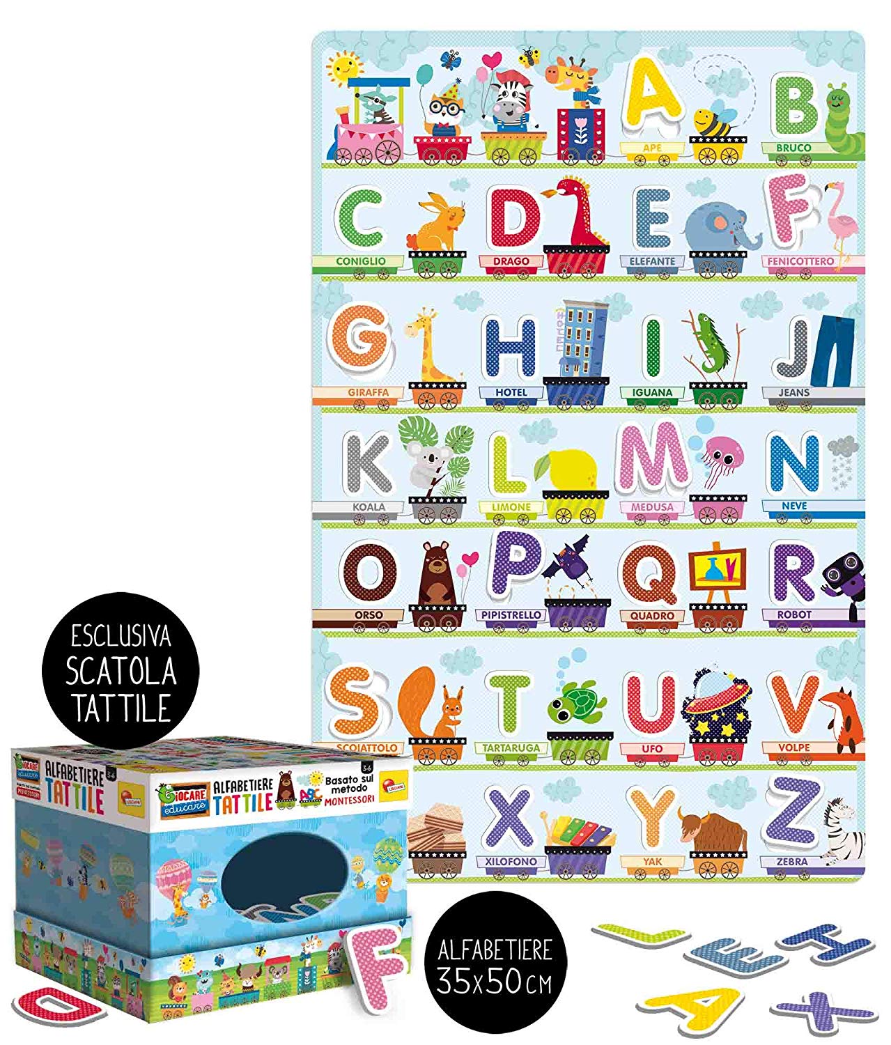 Liscianigiochi 72446 Montessori Tactile Alphabet, Multi-Coloured – TopToy
