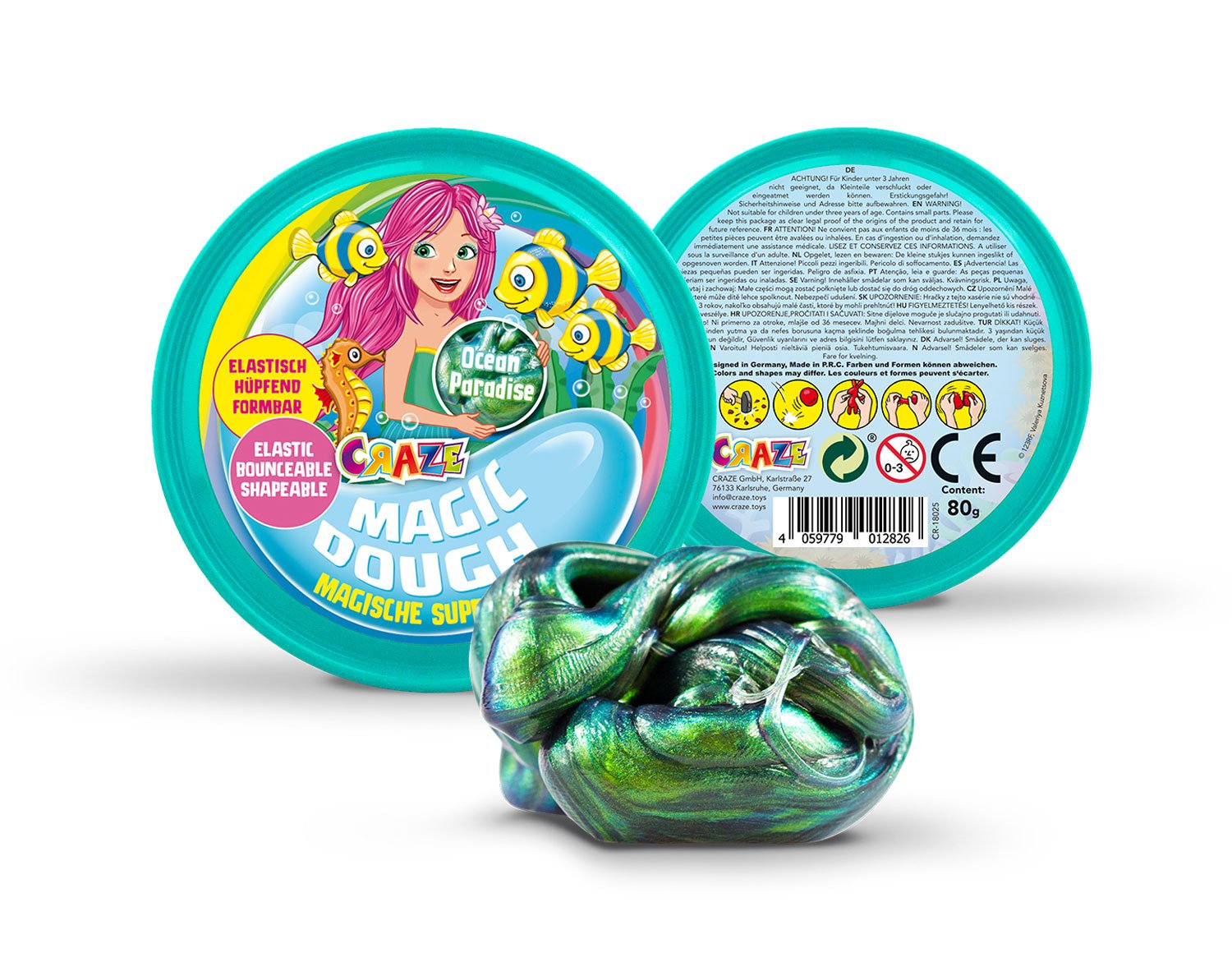 CRAZE Magic Dough Intelligent Children’s Knead Mermaid Green 80g in tin ...