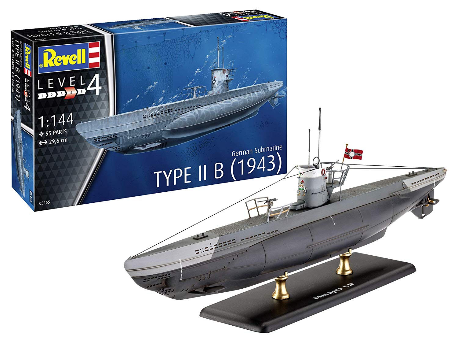 Revell GmbH 05155 German Submarine Type IIB (1943) Plastic Model Kit ...