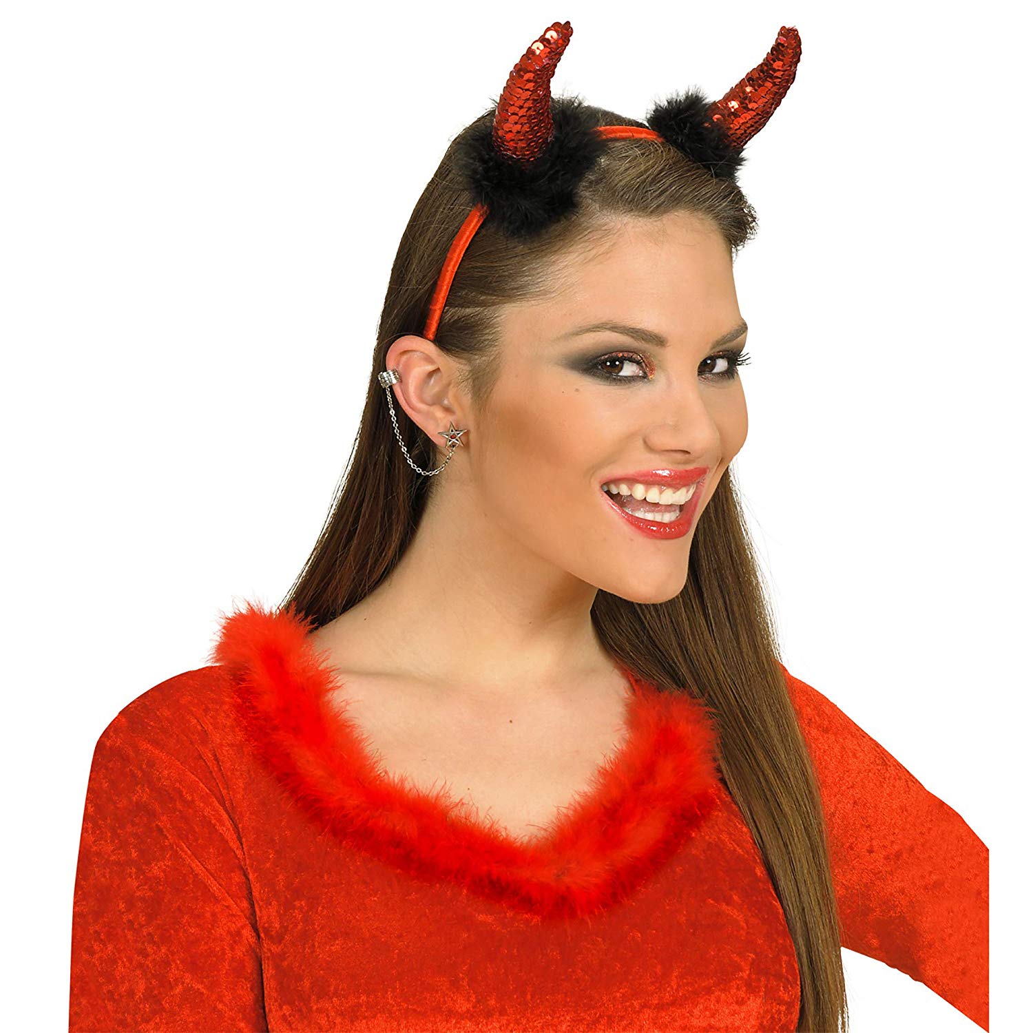 Red Sequin Devil Horns Accessory for Halloween Lucifer Satan Fancy ...