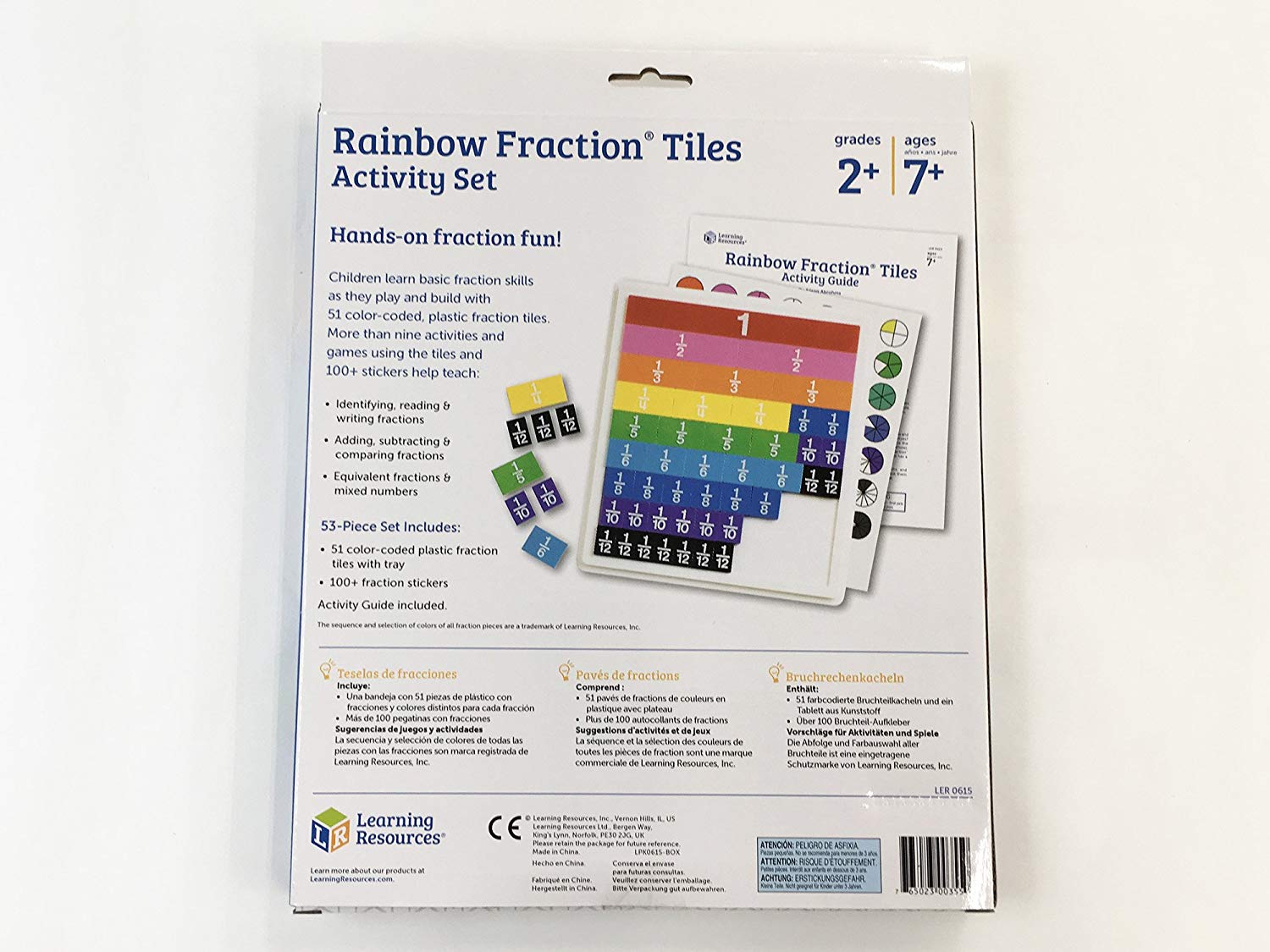 Learning Resources Rainbow Fraction Tiles with Tray 10 x 12.8 x 1.3 ...