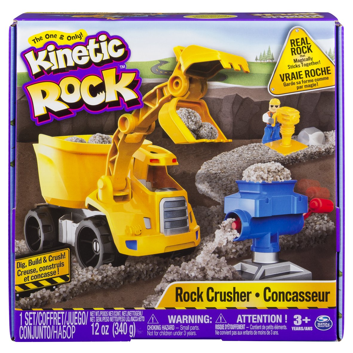 Kinetic Rock Rock Crusher Toy Kit with Construction Tools, for Ages 3 ...