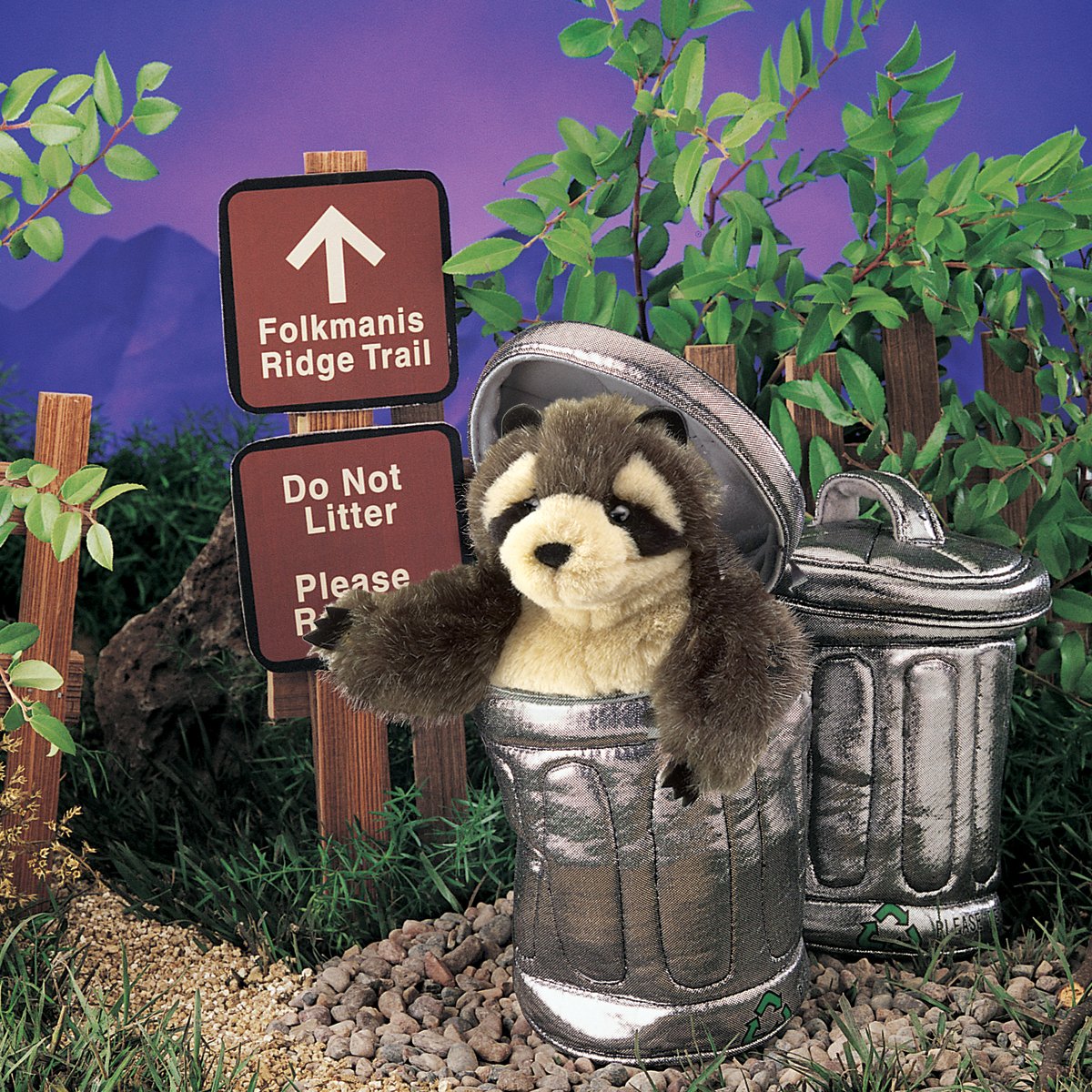 Folkmanis Raccoon in Garbage Can Hand Puppet – TopToy