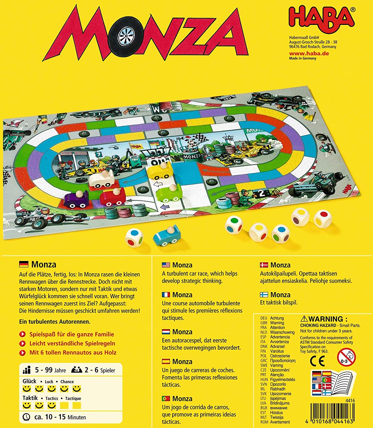 HABA 4416 Monza- A Car Racing Beginner’s Board Game – Ages 5 and Up ...
