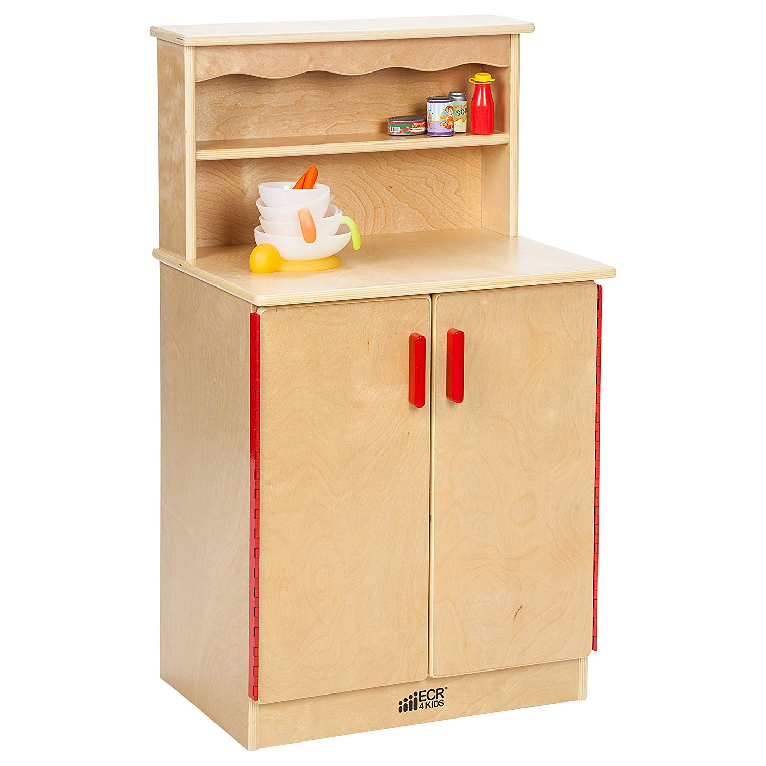 ECR4Kids Birch Pretend Play Kitchen Cupboard Playset for Daycare ...