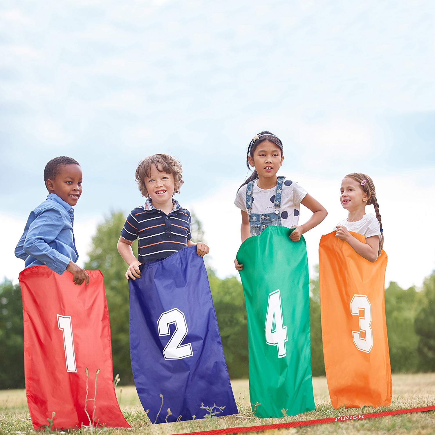 Relaxdays 10022477 Jumping Kids, 4 Pc, Sack Race Bags, Set for Birthday ...