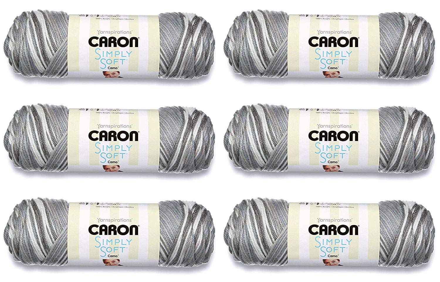 Caron Simply Soft Camo-Pack of 6 Balls-141g Each Ball-Snow – TopToy