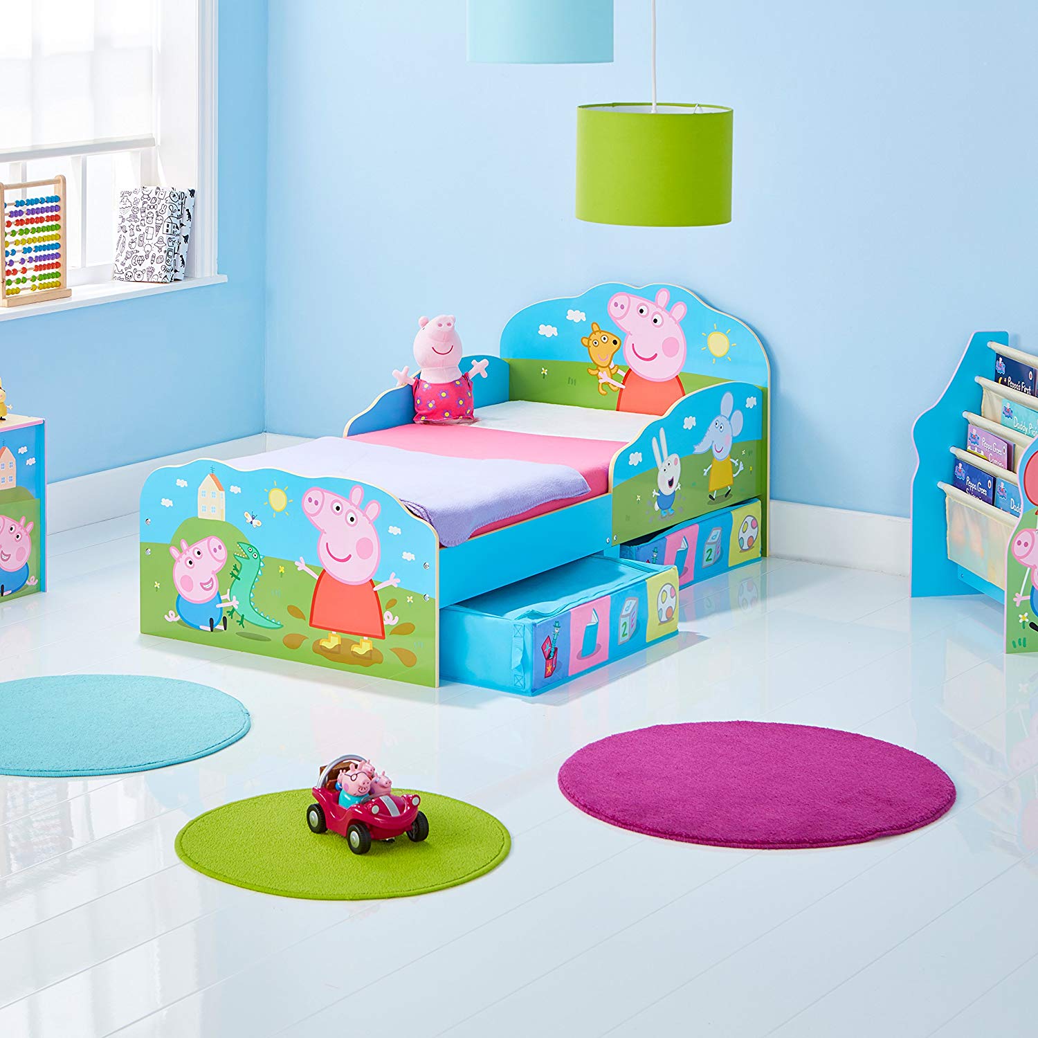 HelloHome Peppa Pig Toddler Bed with Underbed Storage, Wood, Pink, 142 ...