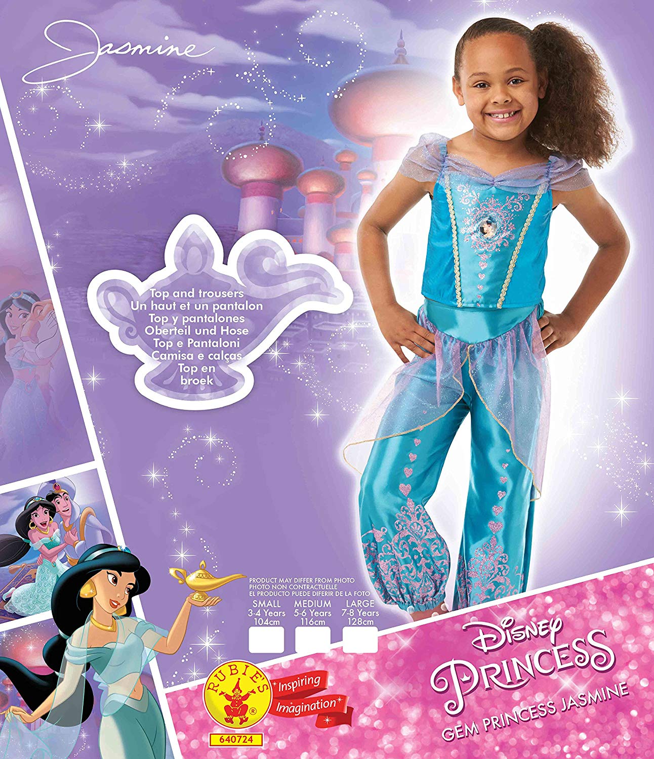 Rubie’s 640724S Official Disney Princess Jasmine Gem Costume, Girls ...