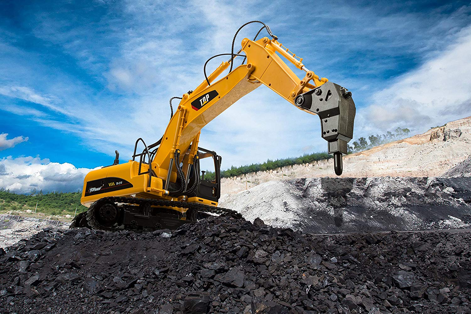 Top Race Remote Control RC Toy Excavator Digger Drill Truck Grapple ...