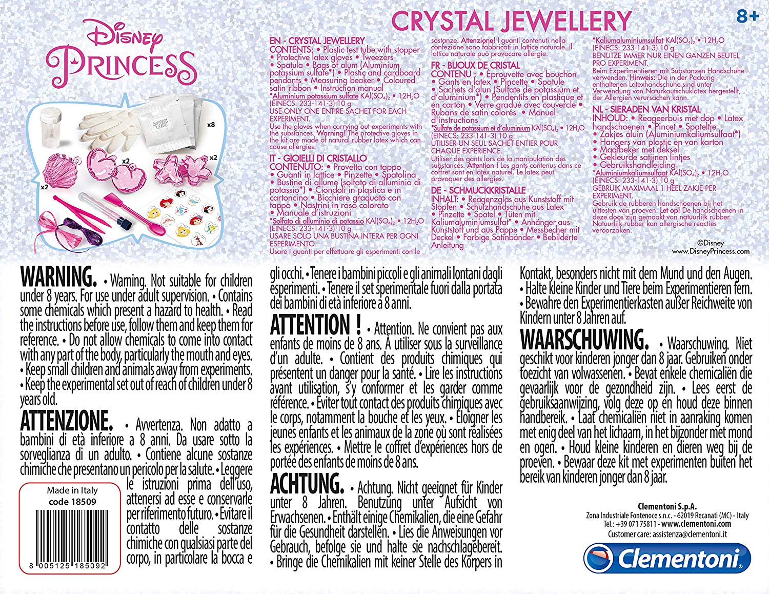 Clementoni Princess-Crystal Jewellery, Multicoloured, 18509 – TopToy