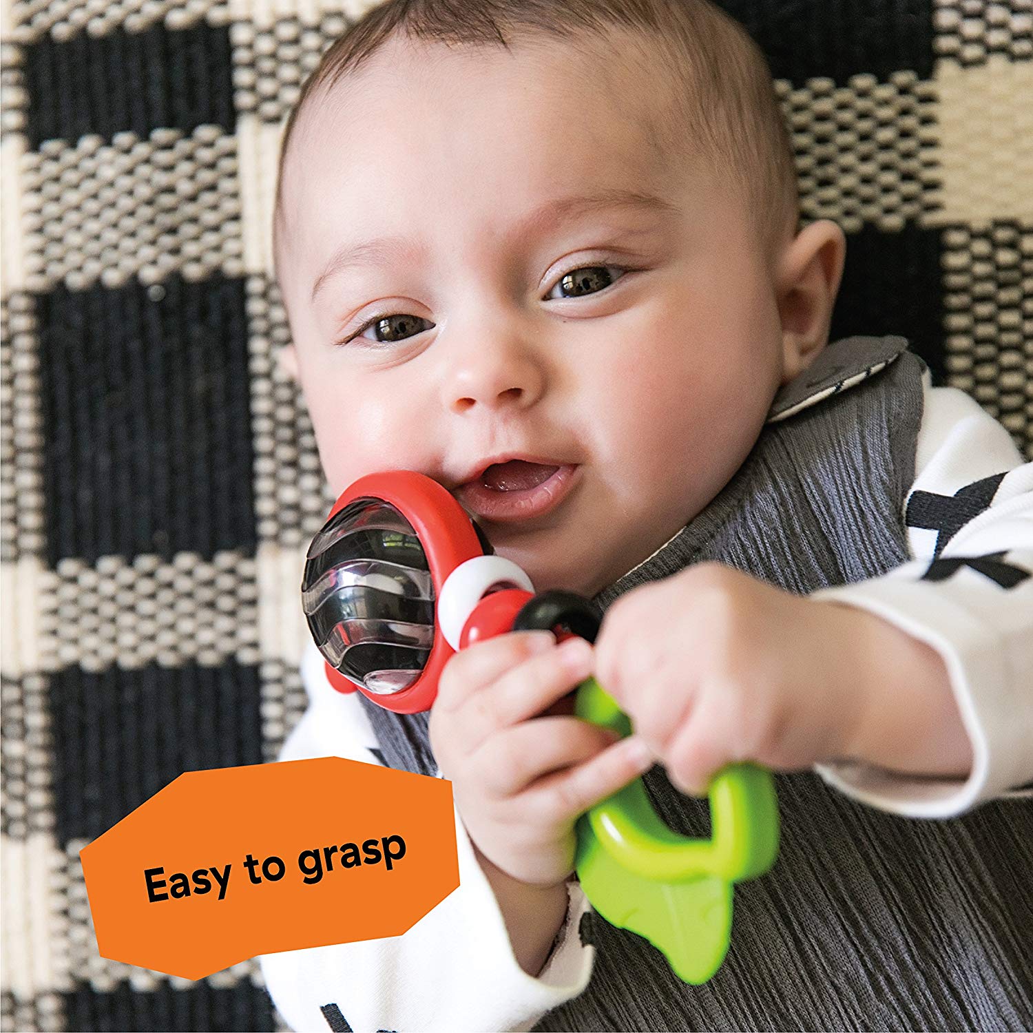 Baby Einstein, Bright Bold Rattle & Teether High Contrast Toy – TopToy