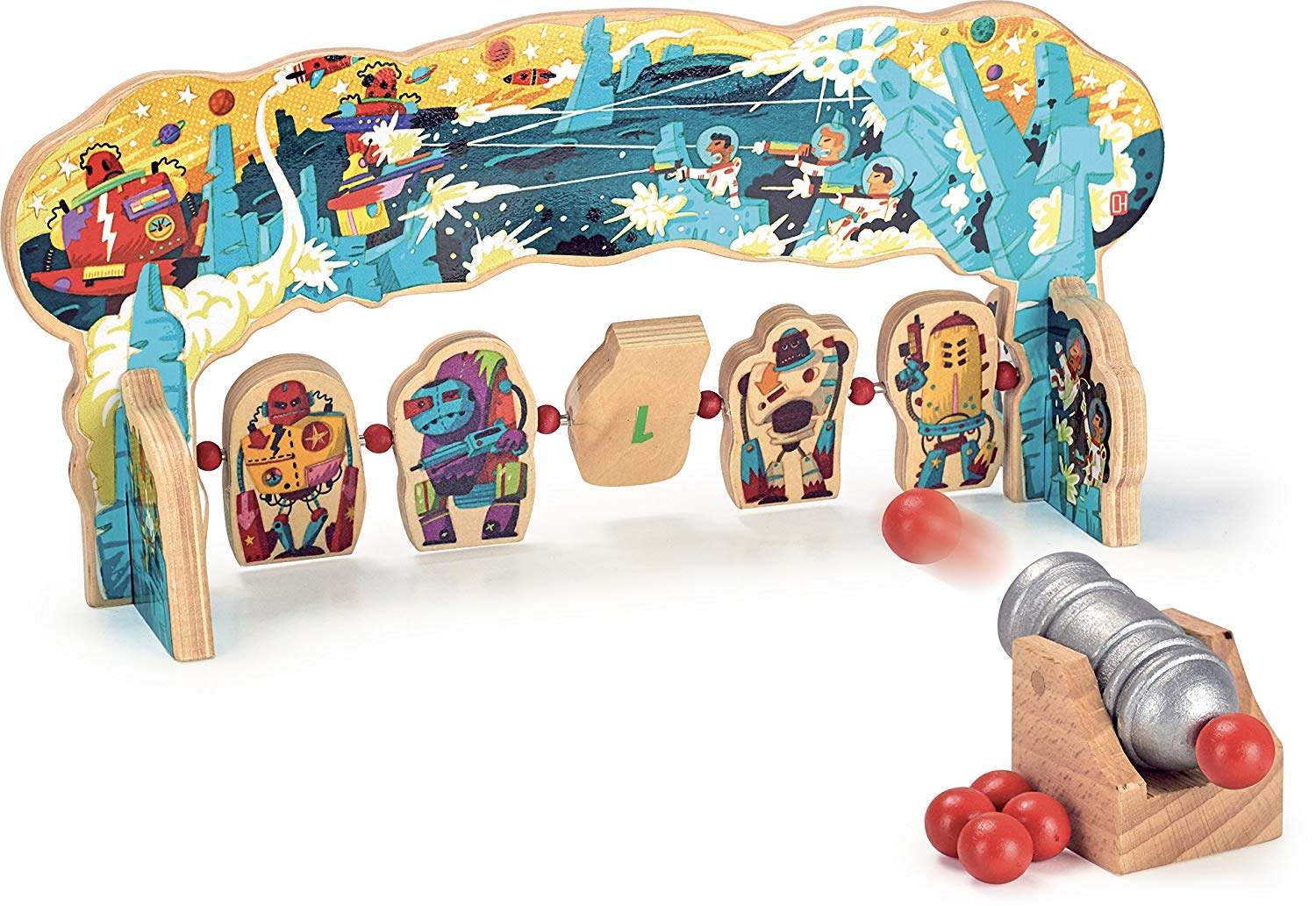 Vilac Vilac9901 Robots Shooting Marbles with Cannon, Multi-Color – TopToy