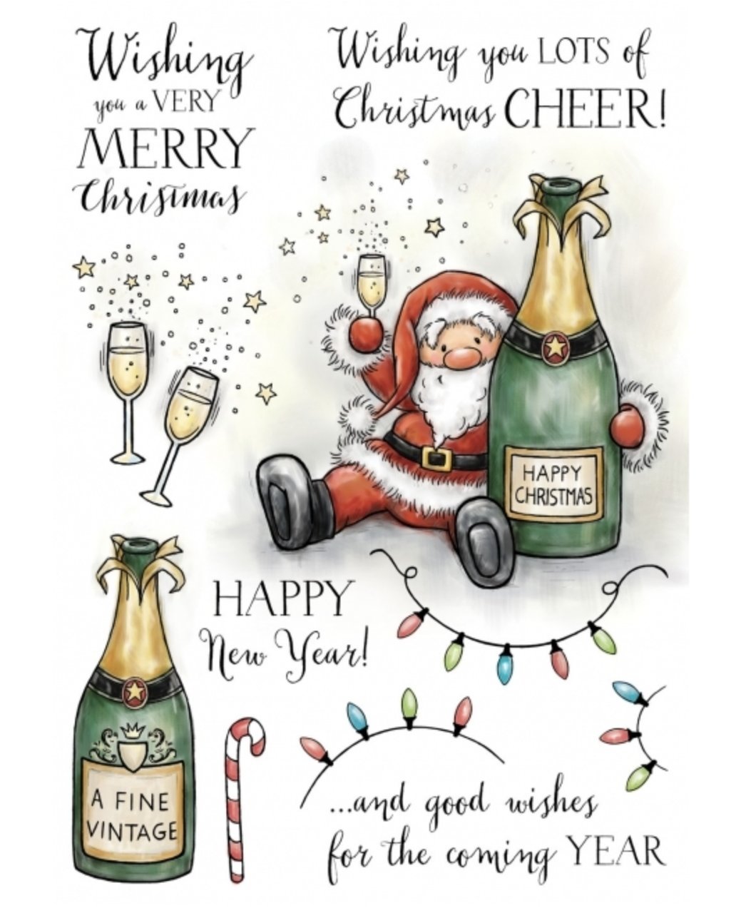 Wild Rose Studio Boozy Santa A5 Stamp Set, A7 – TopToy