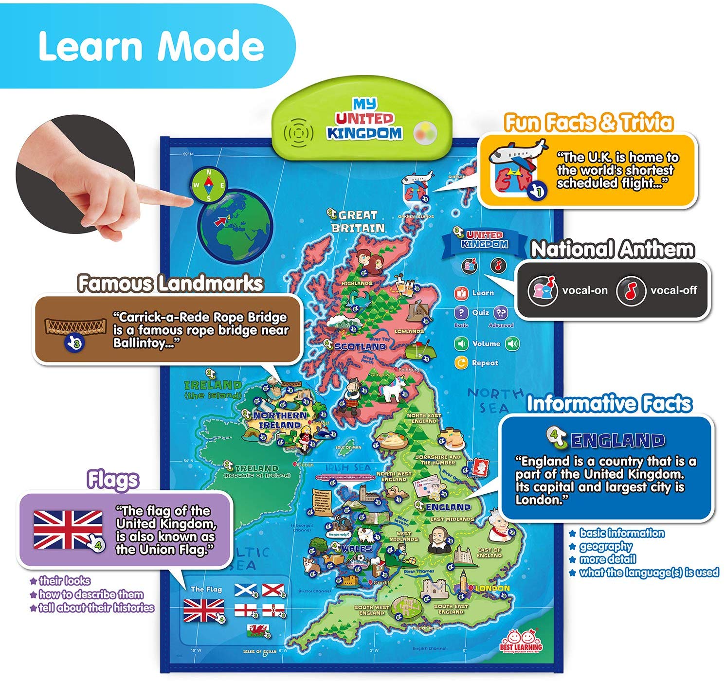 BEST LEARNING i-Poster My United Kingdom Interactive Map – Educational ...