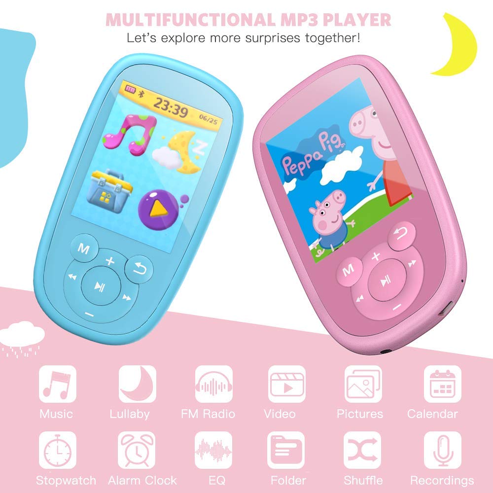 AGPTEK Kids Bluetooth MP3 Player, Music Player with 2.4” LCD Large ...