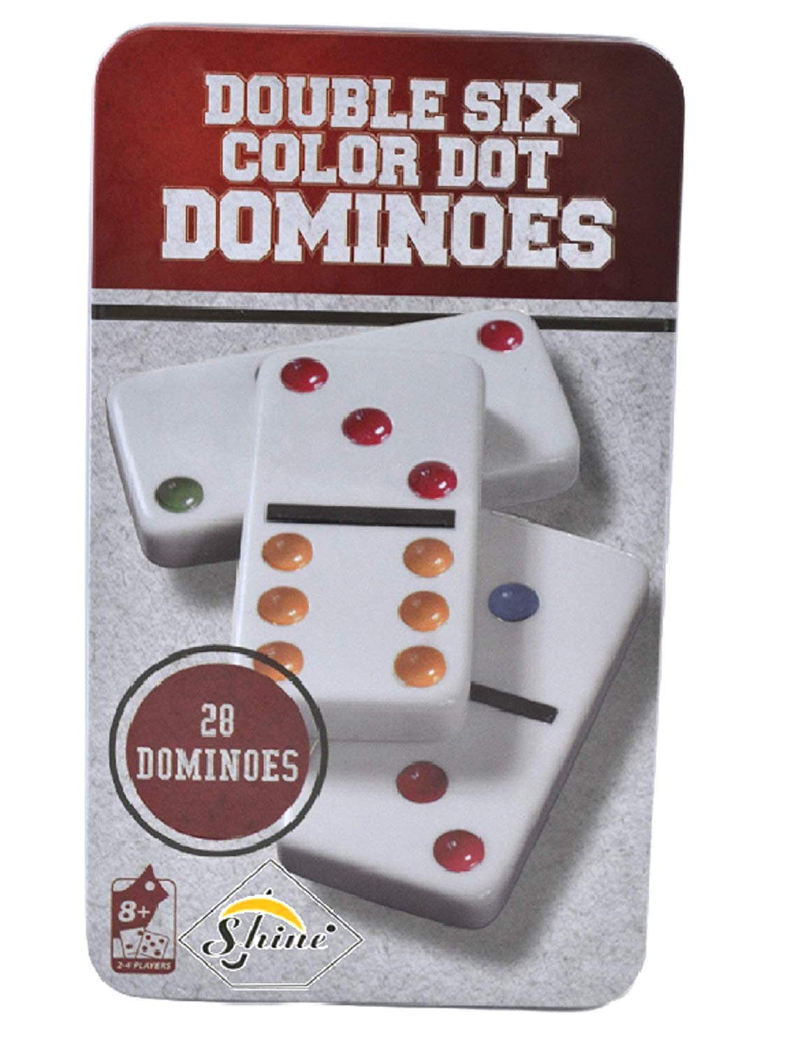 SHINE Dominoes Double 6 Dominoes Game Set Color Dot Design Game Kids ...