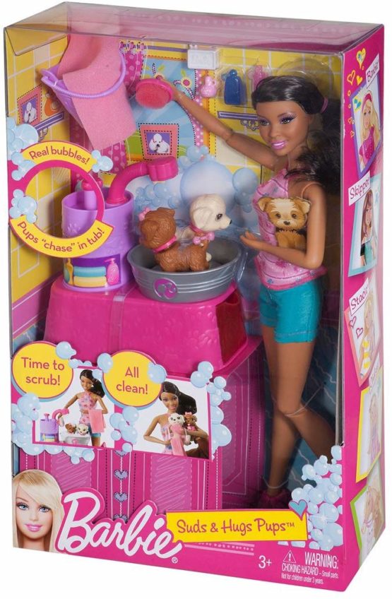 Barbie Suds and Hugs Pups African-American Doll Playset – TopToy