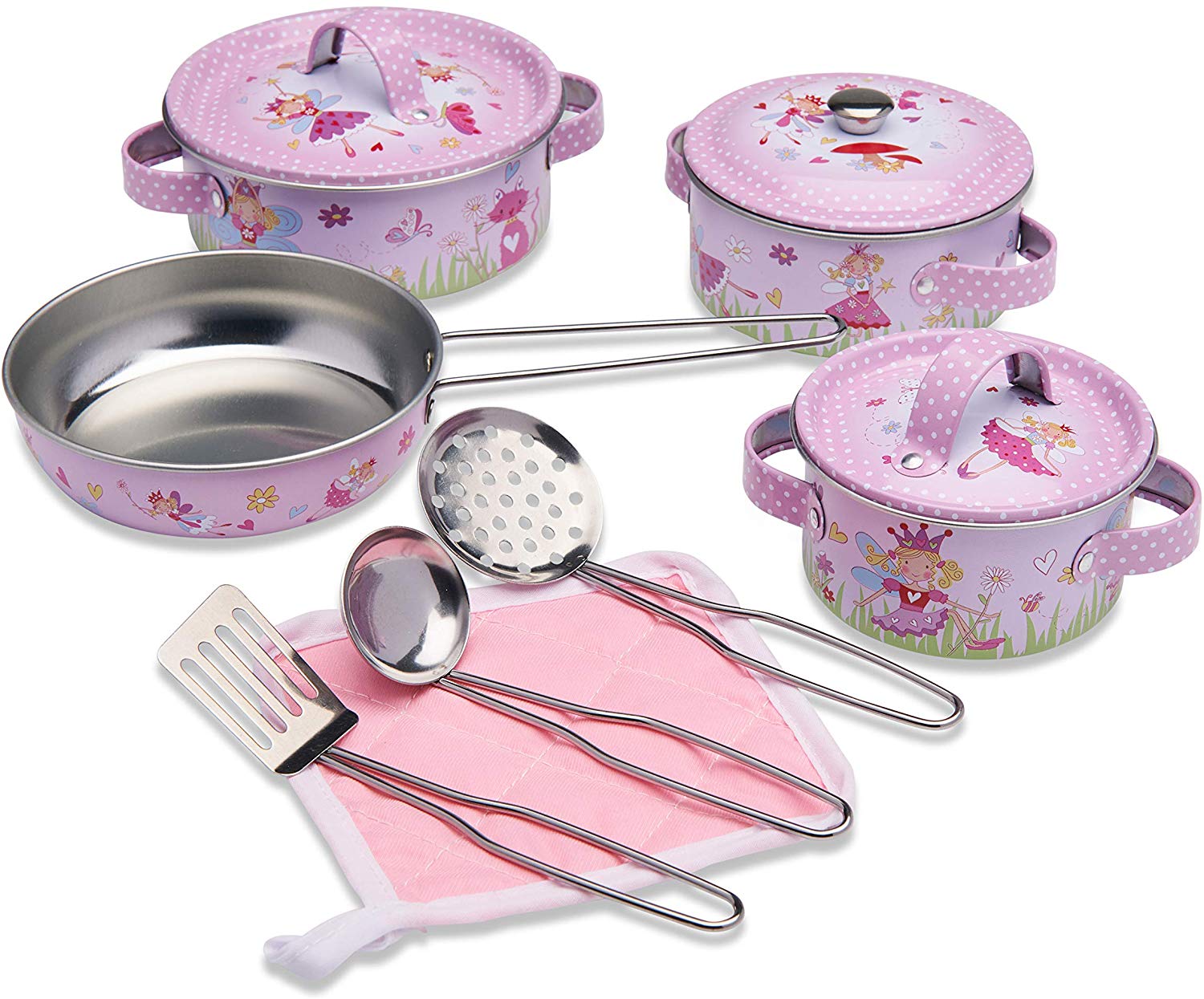 Wobbly Jelly – ‘Fairy Tale’ Kids Kitchen Set – 11 pc Toy Pots and Pans ...