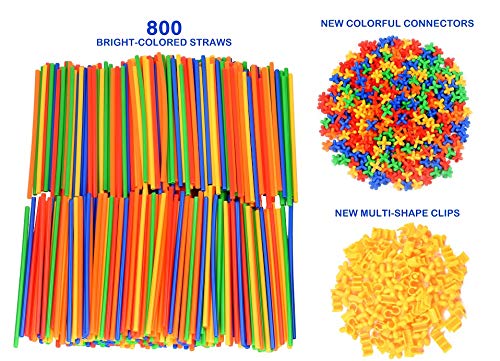 Playlearn Straws and Connectors Building Toy 856 Piece Straws and ...