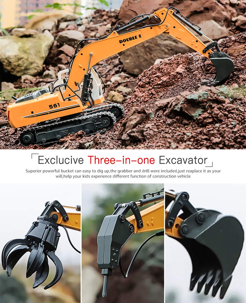 Double E RC Excavator Remote Control Excavator 17 Channel 1/16 Scale ...