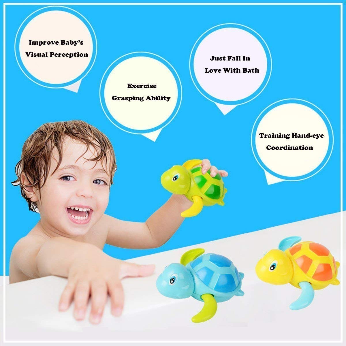 aovowog Baby Bath Toys Clockwork Turtle For Toddlers Boys Girls,Wind up ...