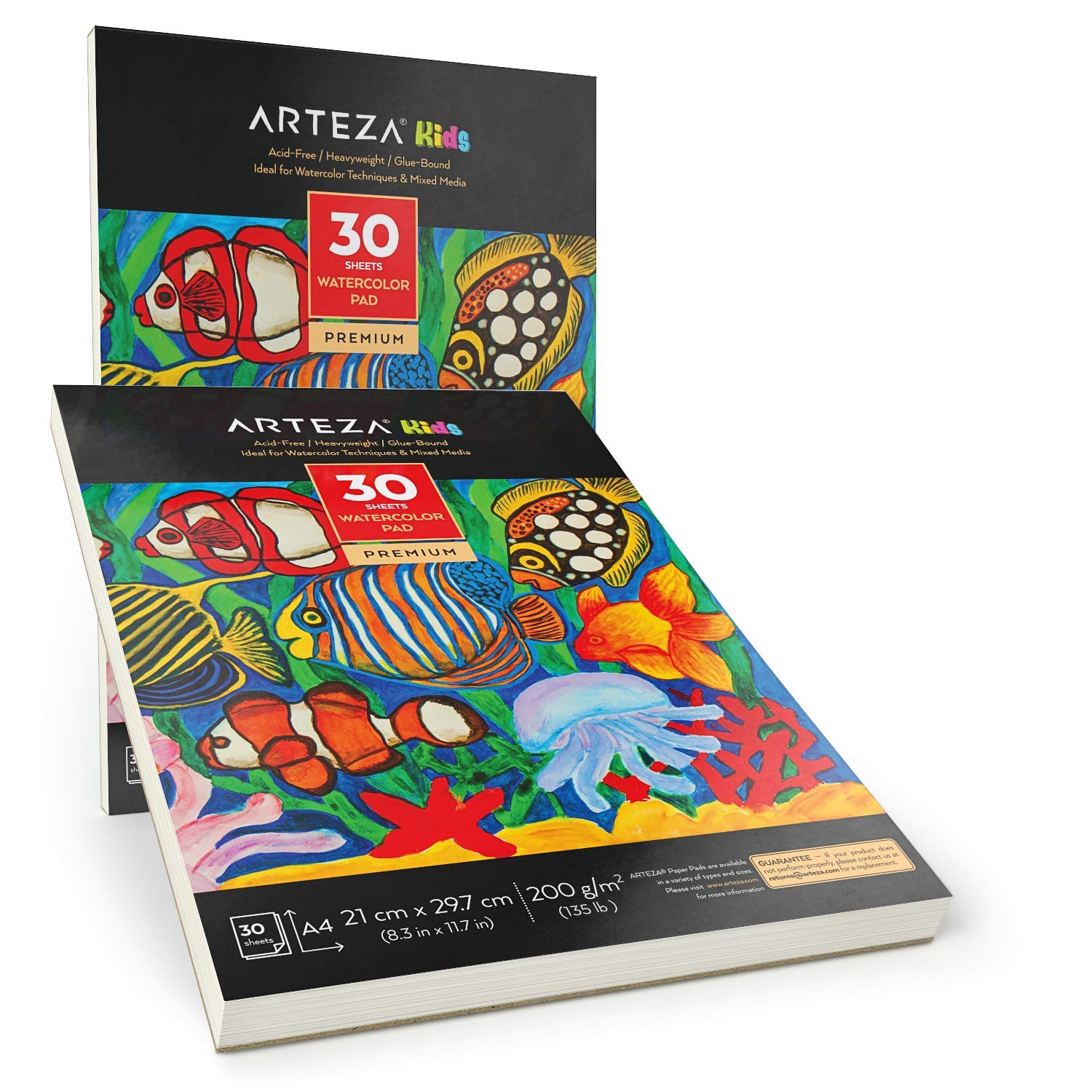 Arteza Watercolour Paper Pad A4, 2 Pack, 60 Sheets, 200gsm, Watercolour ...