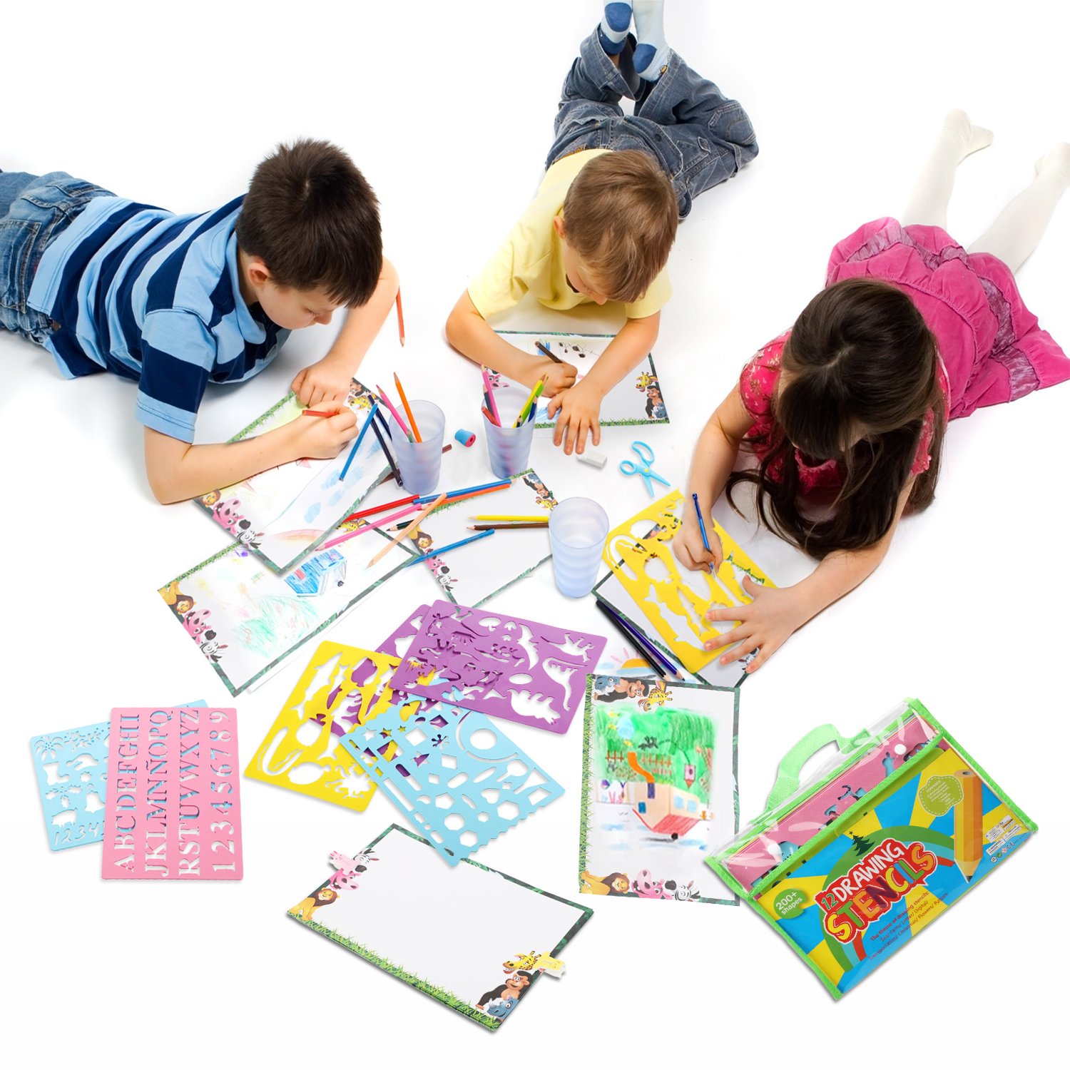 lenbest Drawing Stencils Set for Kids, Includes Animal, Number and ...