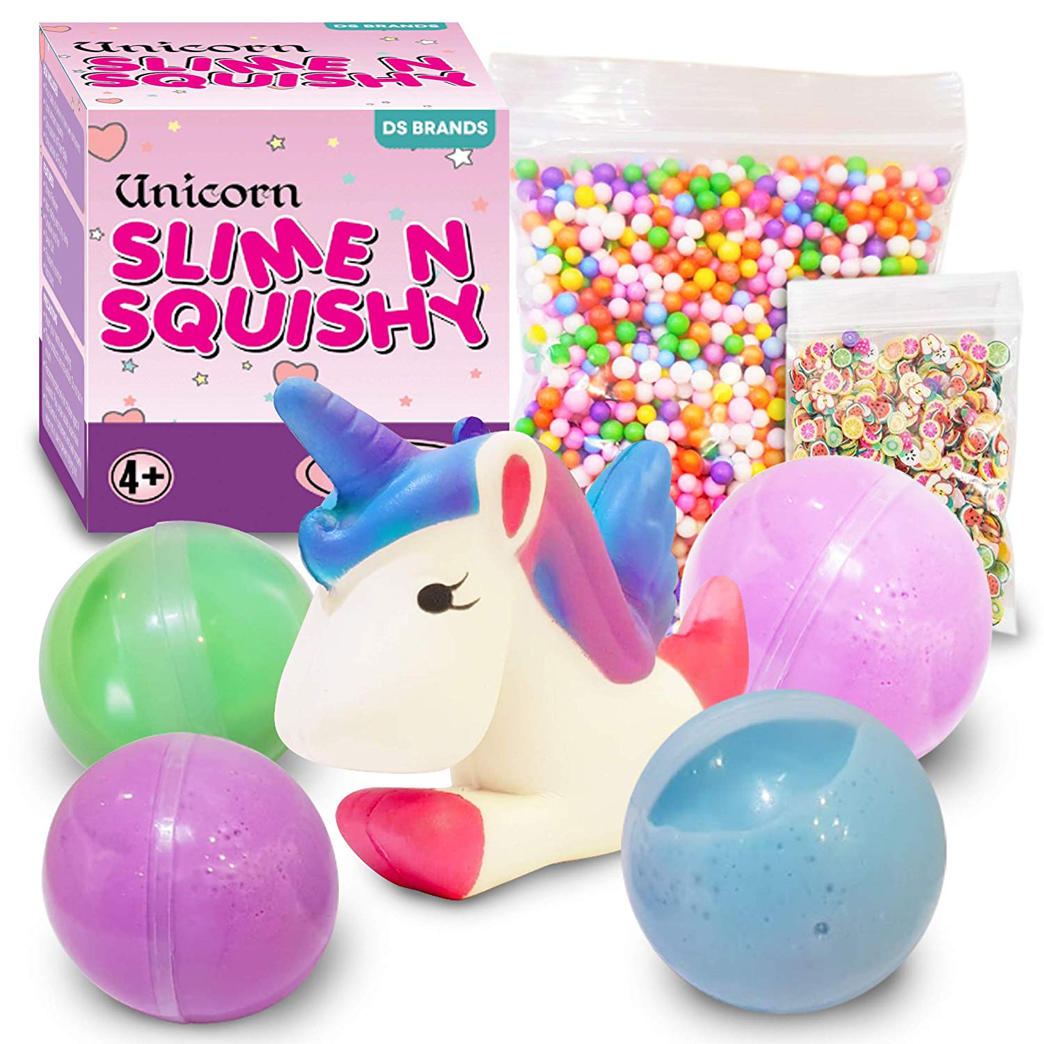 DS Brands Unicorn Fluffy Slime Kit & Squishies – 4 Pack Cloud Butter ...