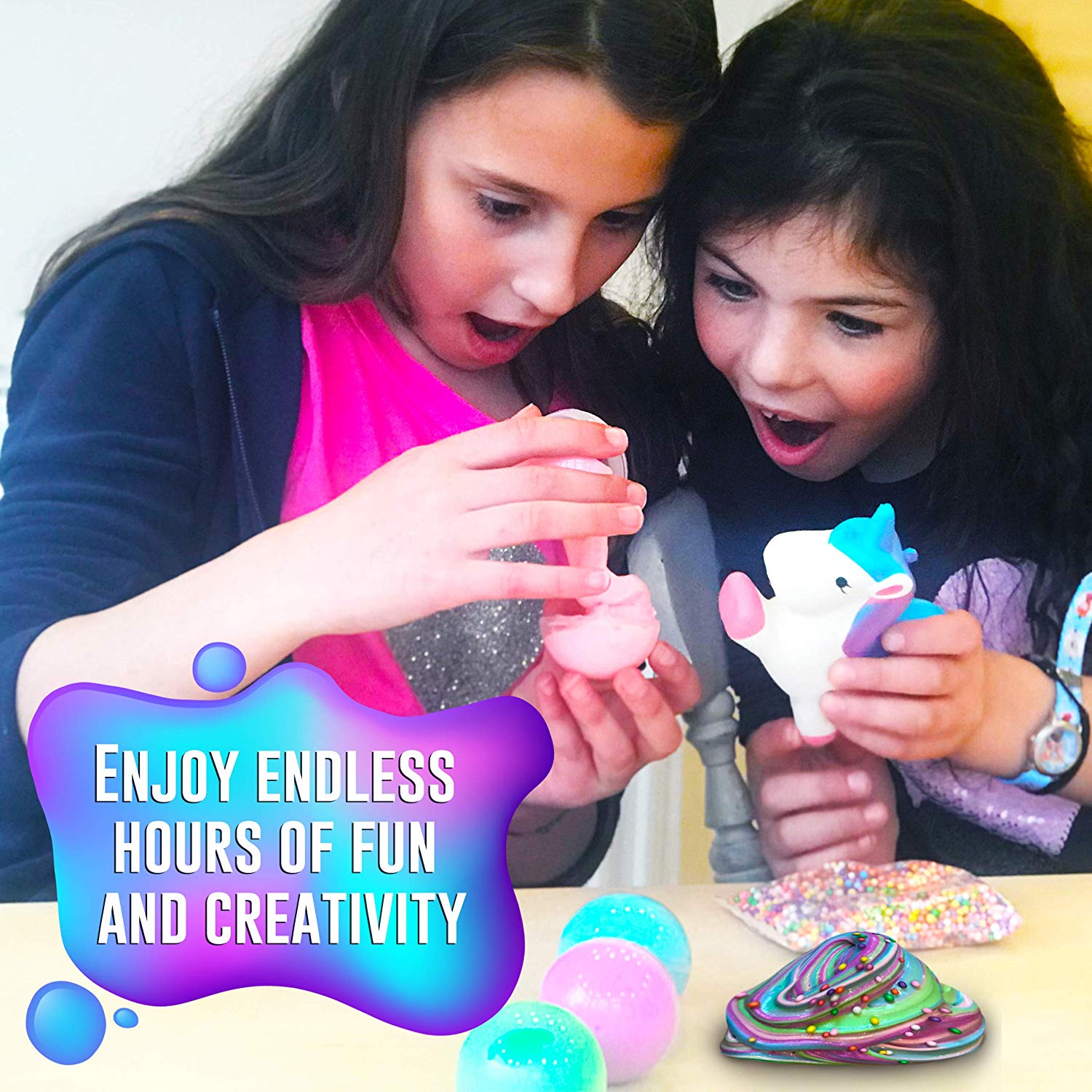 DS Brands Unicorn Fluffy Slime Kit & Squishies – 4 Pack Cloud Butter ...