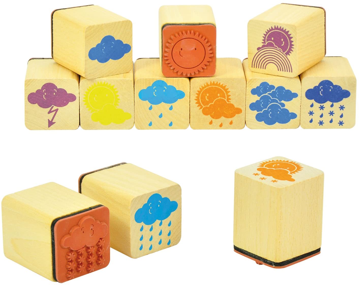 EDUPLAY 220116 Weather Stamp Set of 12” Nature Temple, Multi Colour ...