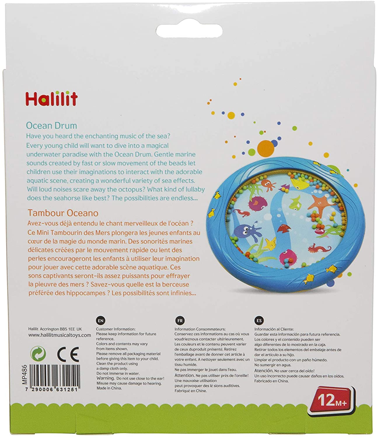 Halilit Children’s Ocean Drum. Bead Sea Sound Wave Musical Instrument ...